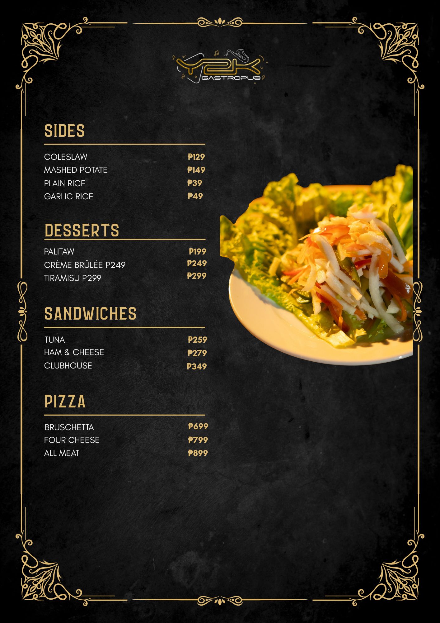 Menu | Y2K Gastropub Makati – Steaks, Cocktails & Wine